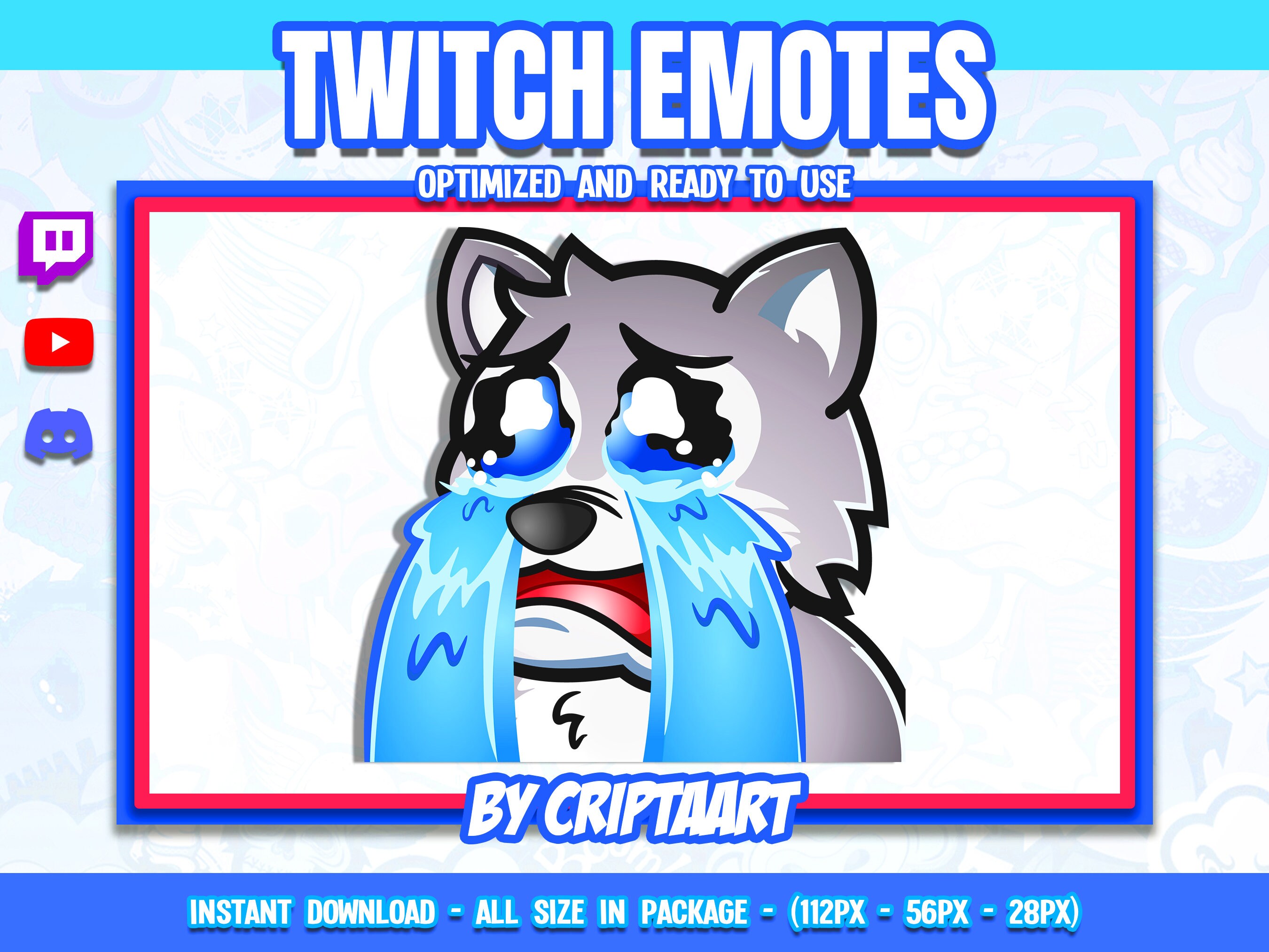 Gray Wolf Crying Twitch Emote, Cute Bear Sad Emoji, Husky, Kawaii ...