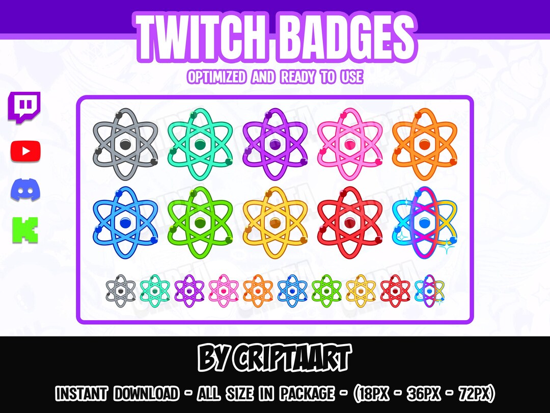 Shiny Electron Twitch Sub Badges for Discord, Kick & Youtube - Cool ...