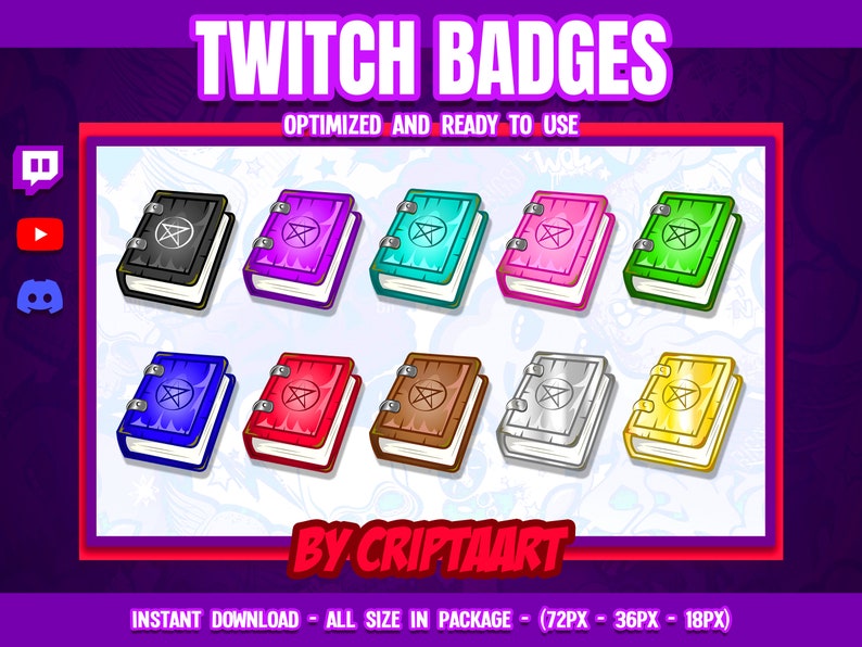 Twitch Badges / Bit Badges / Books / Tiktok Badges / Spell Book / Read ...
