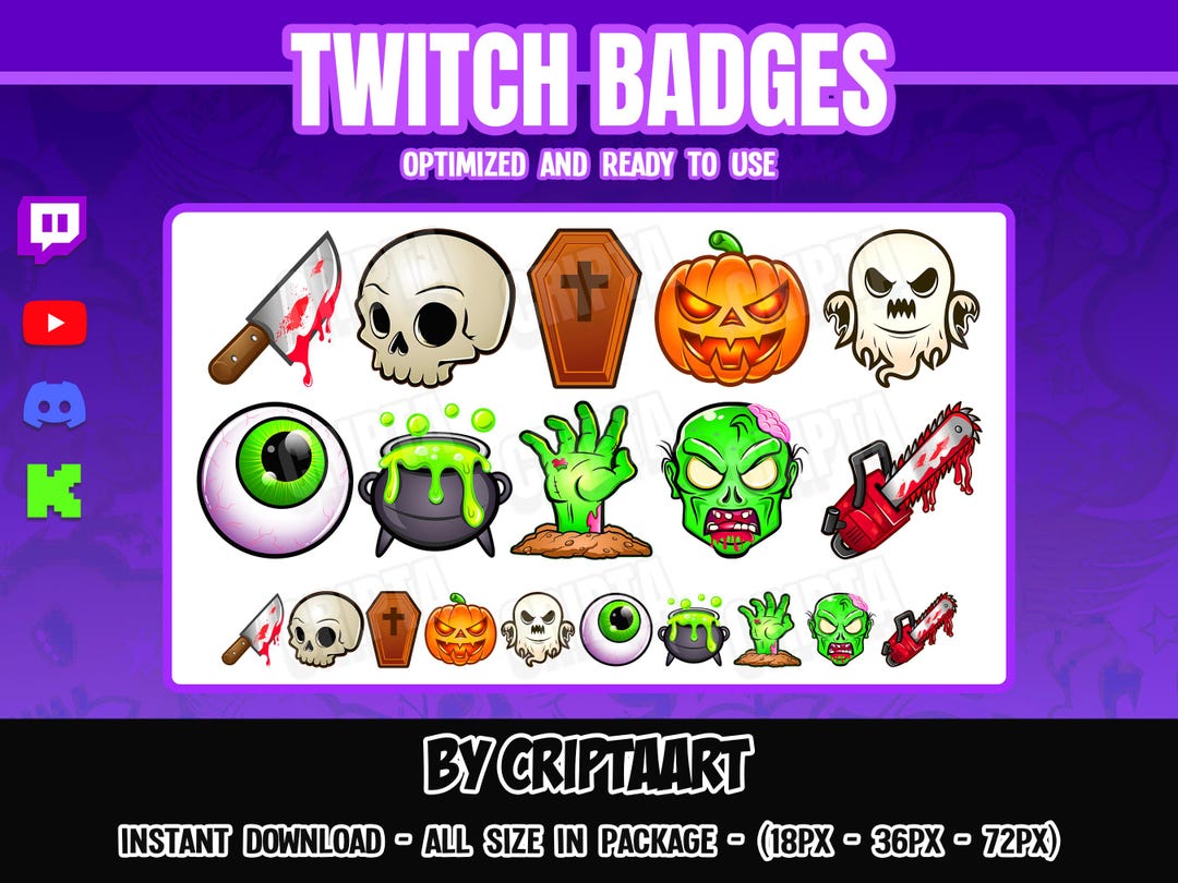 Halloween Twitch Sub Badges Pack, Cute Seasonal, Scary, Candy Sweets ...