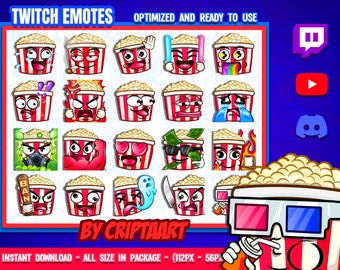 Popcorn ANIMATED Emotes / for Twitch, Kick, Discord / Streamer / Stream ...