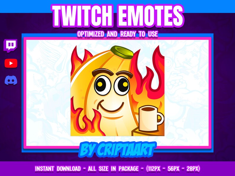 Banana Fine Meme Twitch Emote, This is Fine Emoji, Kawaii Fruit, Food ...
