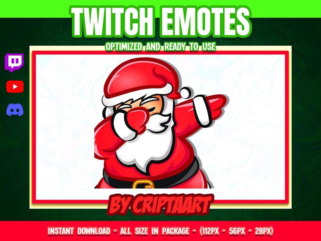 Santa Claus Twitch Emote, Santa Dab Sub Emoji, Channel Points Xmas ...