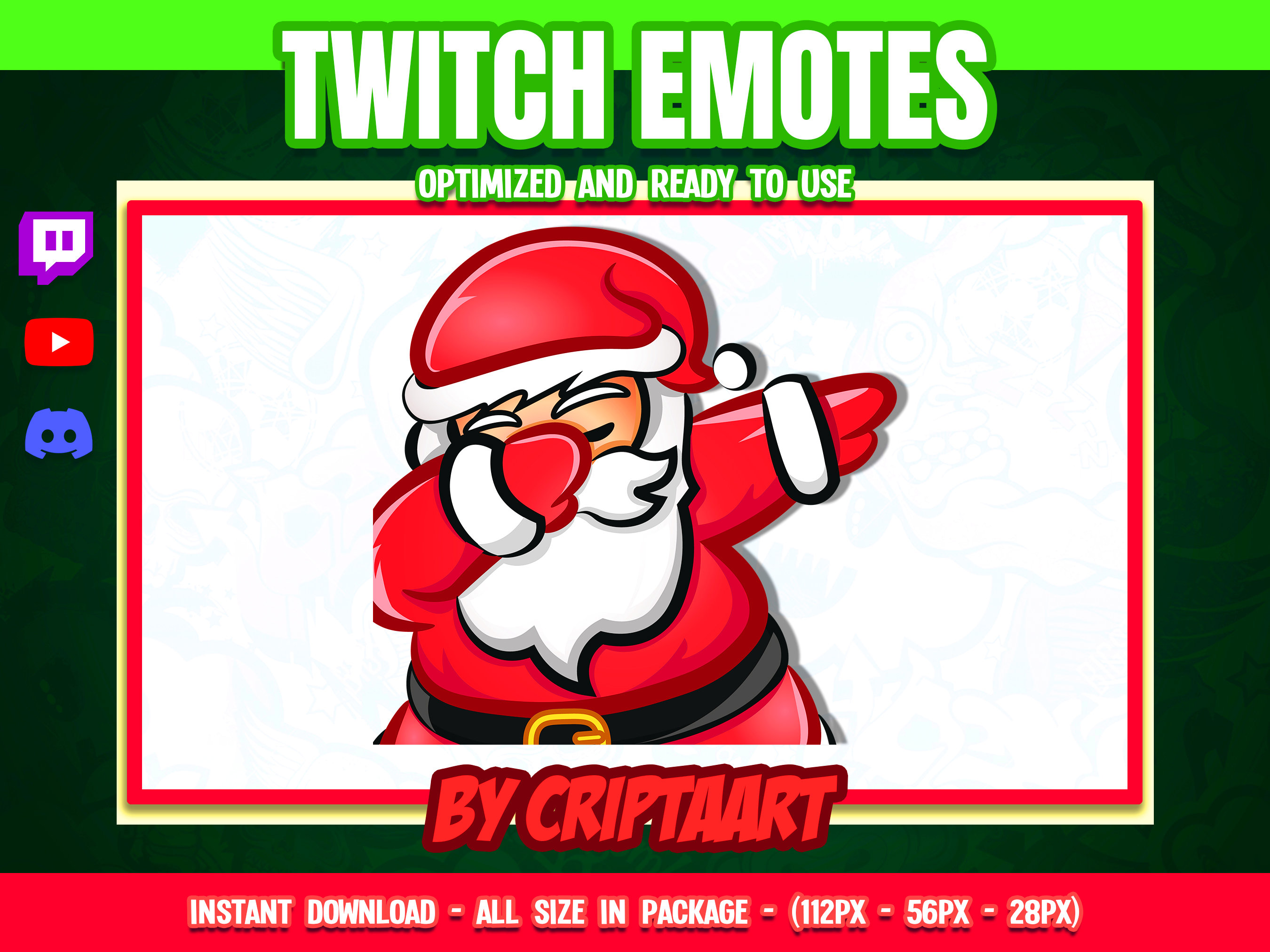 Santa Claus Twitch Emote, Santa Dab Sub Emoji, Xmas Items for Stream ...