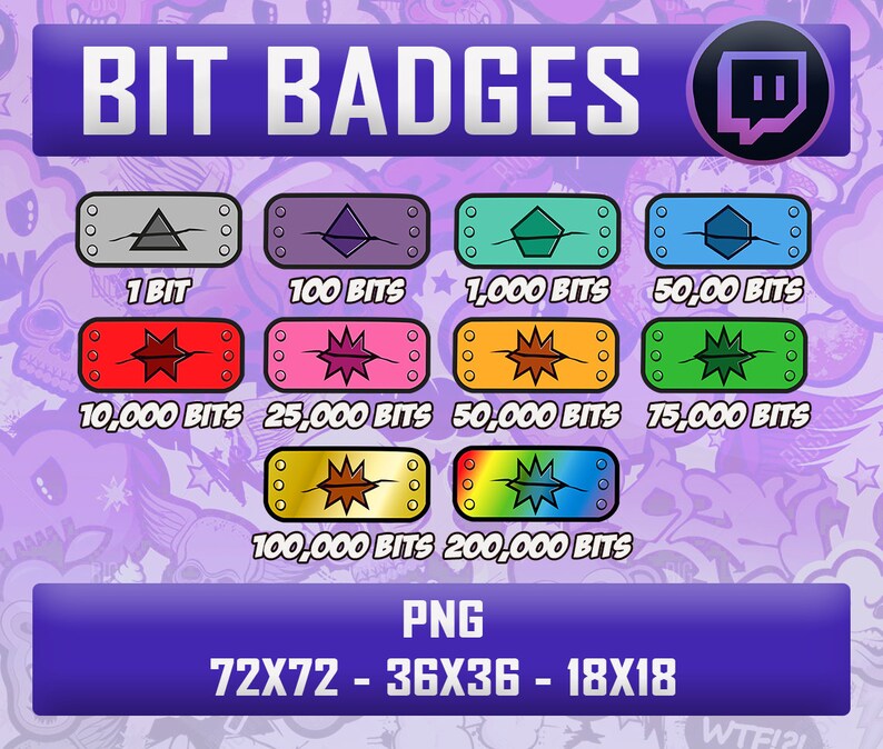 Twitch Bit Badges / Subscriber Badges / Anime / Cheer Badges / Stream ...