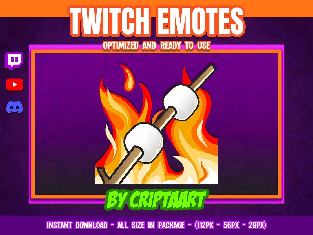 Campfire and Marshmallow Emote, Chill Twitch Sub Emoji, Food, Fire ...