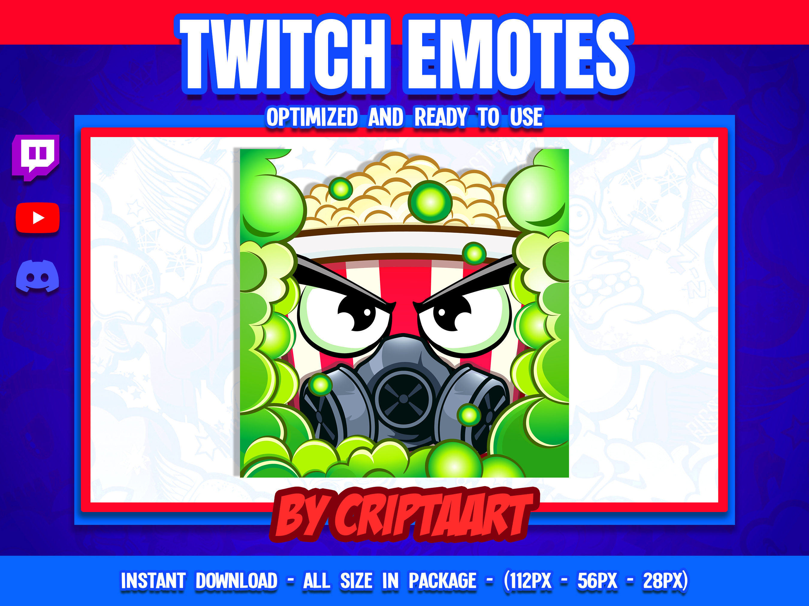 Toxic Popcorn Twitch Emote, Toxic Gas Mask Emoji, Cinema Food, Item for ...