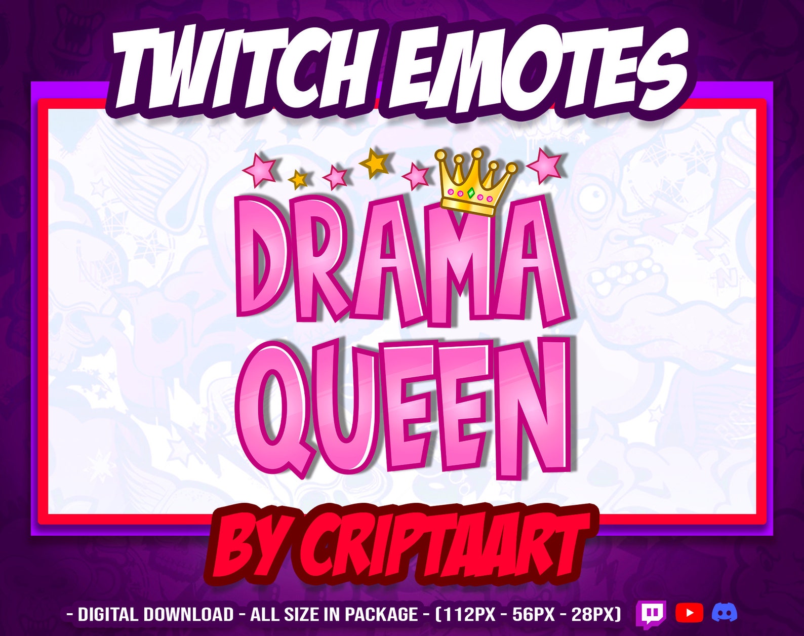 Twitch Emote / Drama Queen Emote / Crown / Text Emote - Etsy