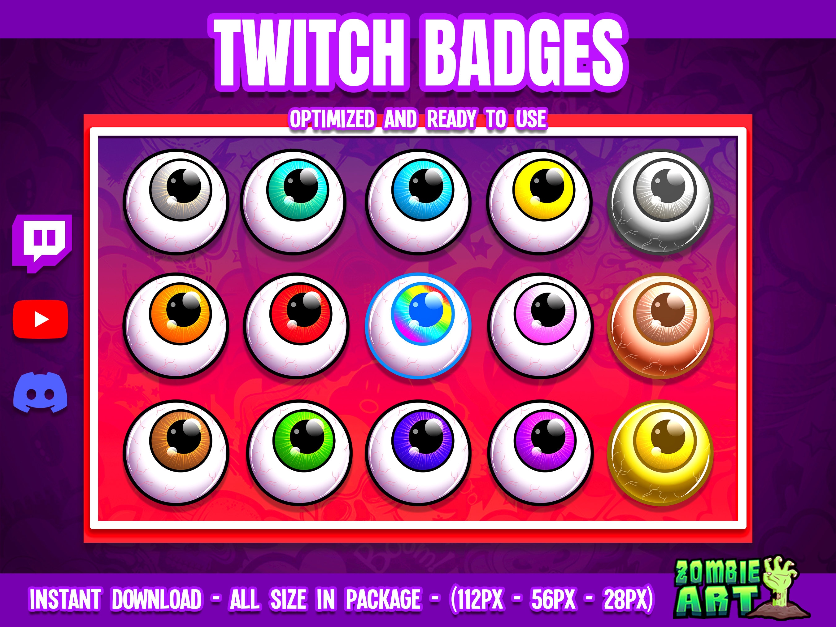 Eyeball Twitch Badges, Creepy Eyes Bit Badges, Halloween, Subscribers ...