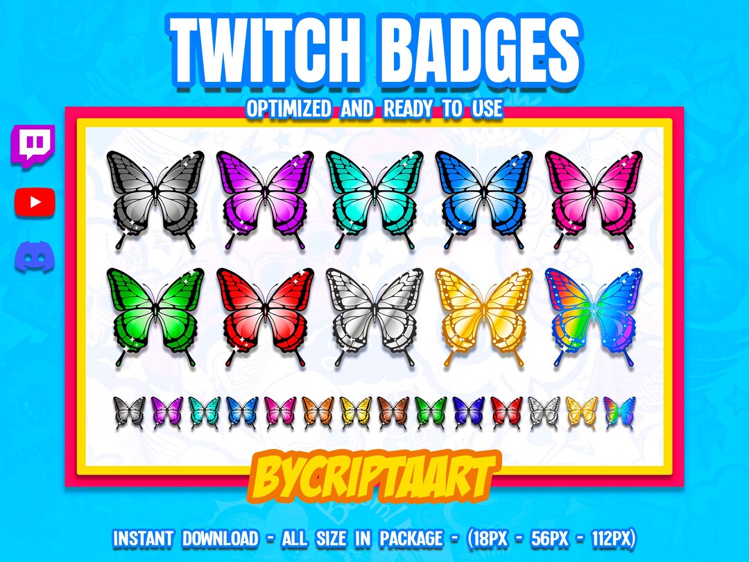 Butterfly Twitch Badges, Cute Bit Badge, Cheers, Subscriber / Stream ...