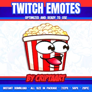 Popcorn Pog Twitch Emote, Snack Emoji, Channel Points Meme / Stream ...