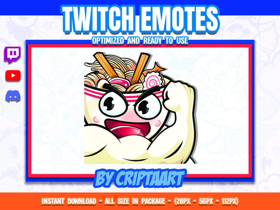 Ramen Power up Twitch Emote, Bicep Flex Emoji, Channel Points / Stram ...