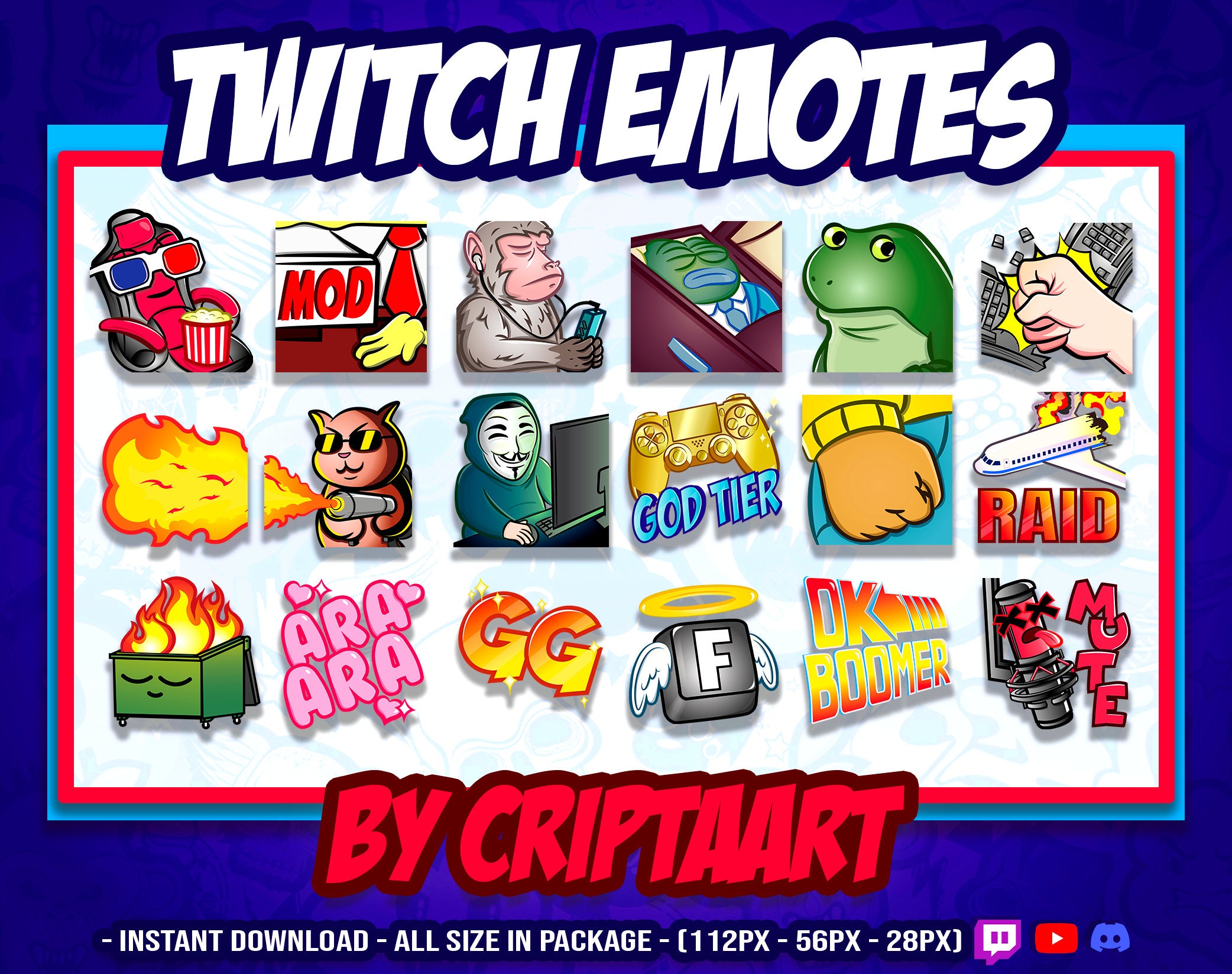 Twitch Emotes TOTAL 18 Emotes Pack Random Memes Emote Stream Graphics ...