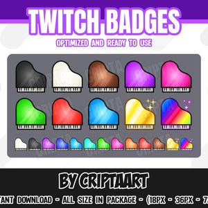 Piano Twitch Sub Badges - Music Stream Graphics for Discord, Kick ...