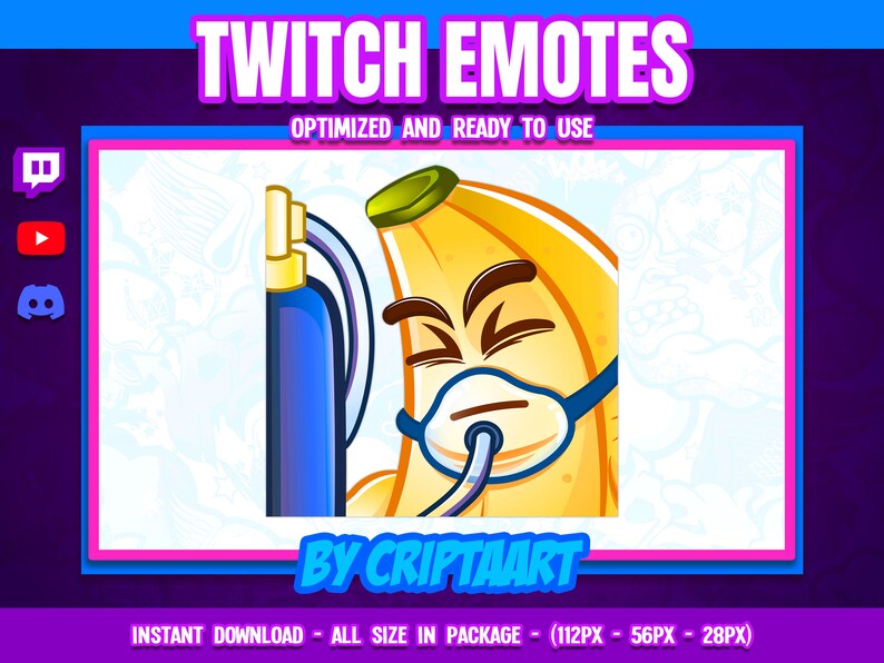 Banana Copium Twitch Emote, Meme Emoji, Fruit, Emojis for Stream ...
