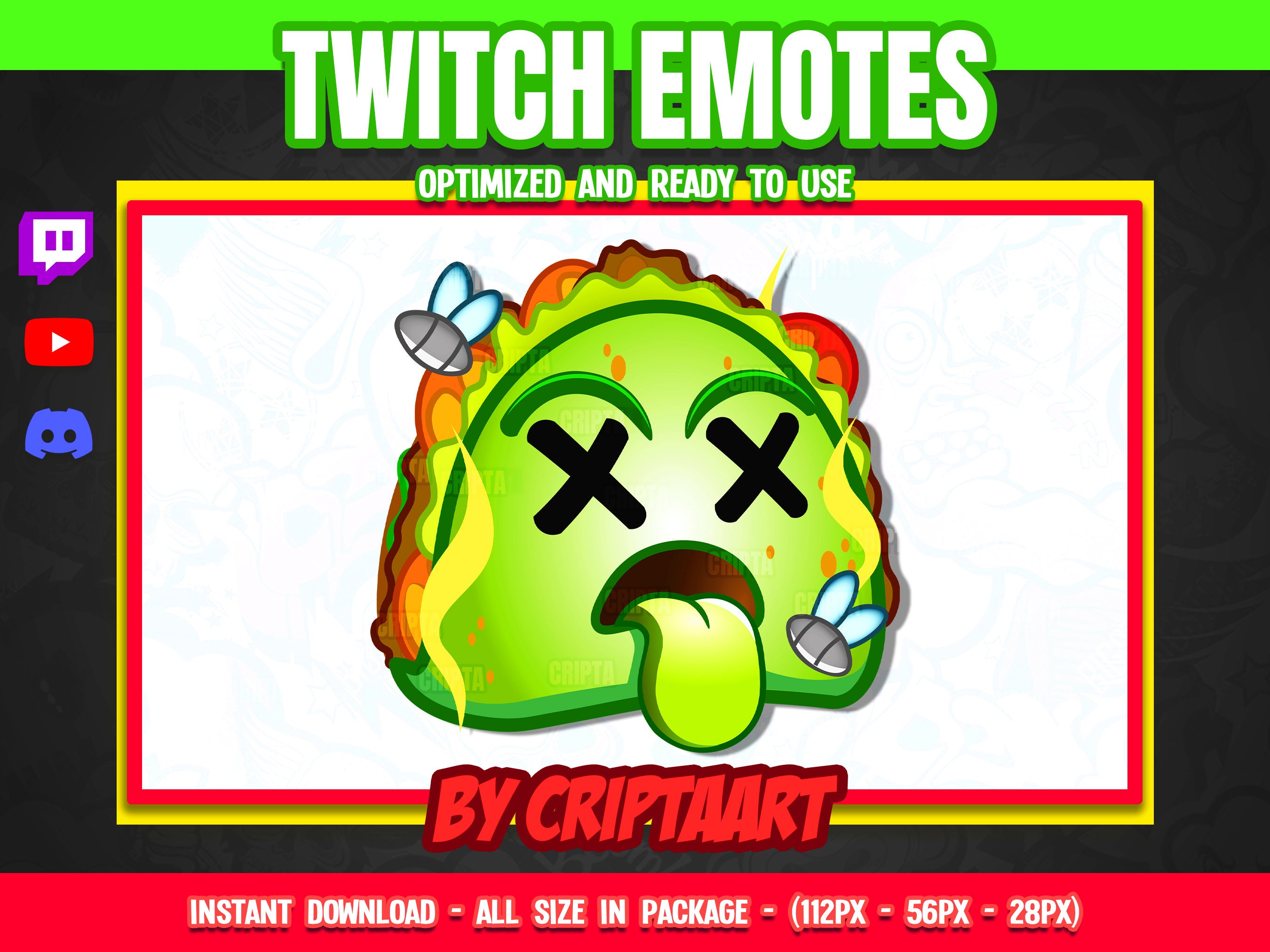 Twitch Emote, Taco RIP, Stinky Emoji, Mexican Fast Food, F, NT ...
