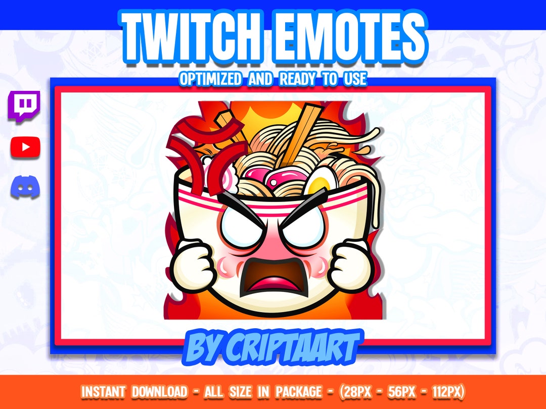Cute Angry Ramen Emote – Kawaii Rage Stream Graphics With Rewards for ...
