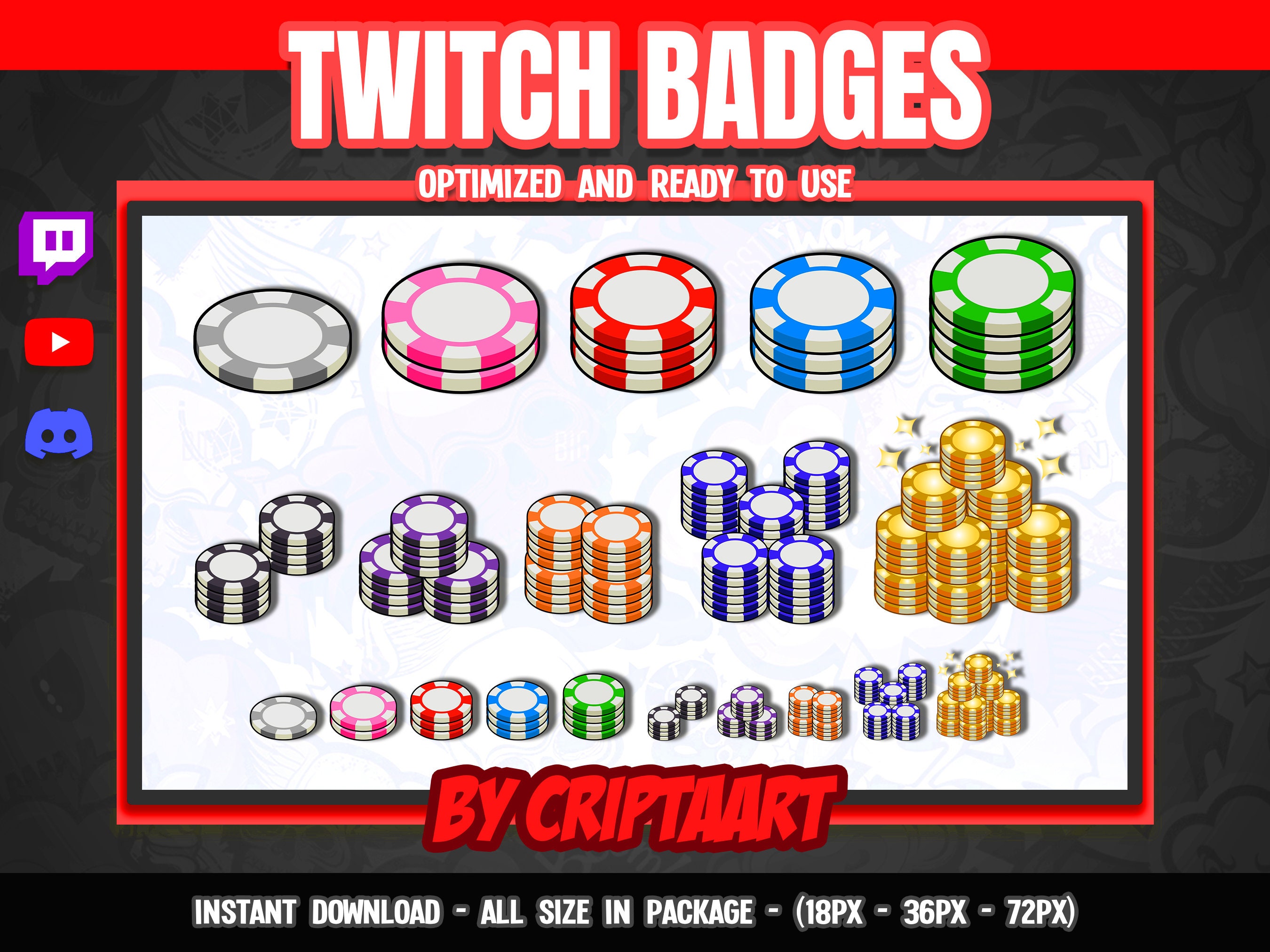 Poker Chip Twitch Badges, Slot, Poker, Casino, Subscriber, Cheers ...