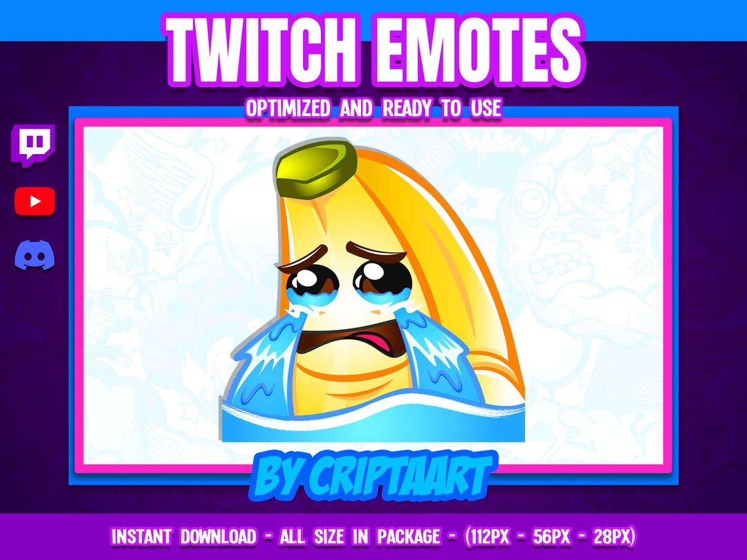 Banana Crying Twitch Emote, Sad Emoji, Channel Points / Stream Graphics ...