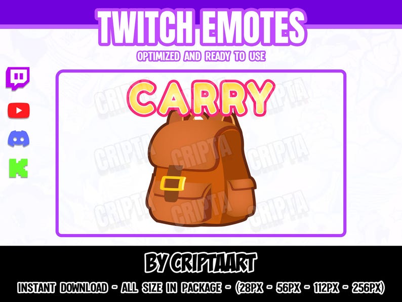 Carry Twitch Emote, Text Sub Emoji, Items for Stream, Discord, Youtube ...