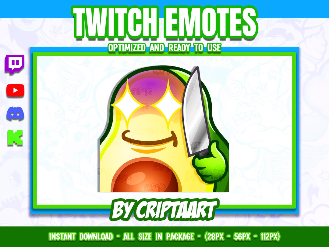 Kawaii Killer Avocado Emote, Chibi Funny Icon, Twitch Discord Kick ...