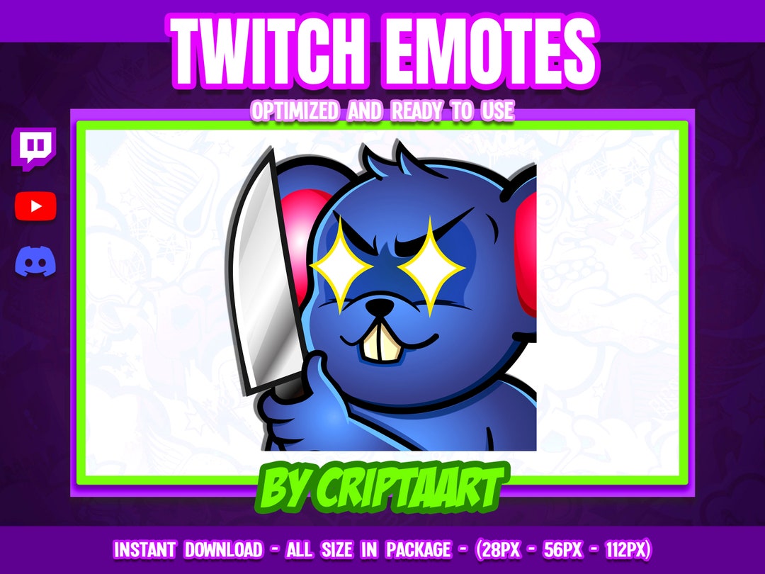 Mouse Knife Twitch Emote, Psycho Rat Sub Emoji, Yandere Mice Gun ...