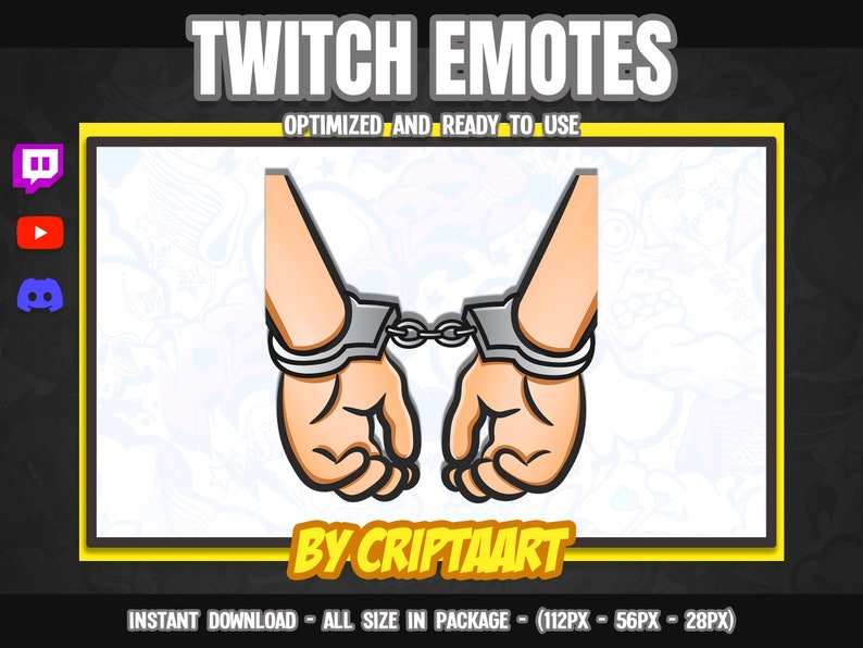 Prison Twitch Emote, Handcuffs Emoji, Jail, Mod, Police, Icons for ...