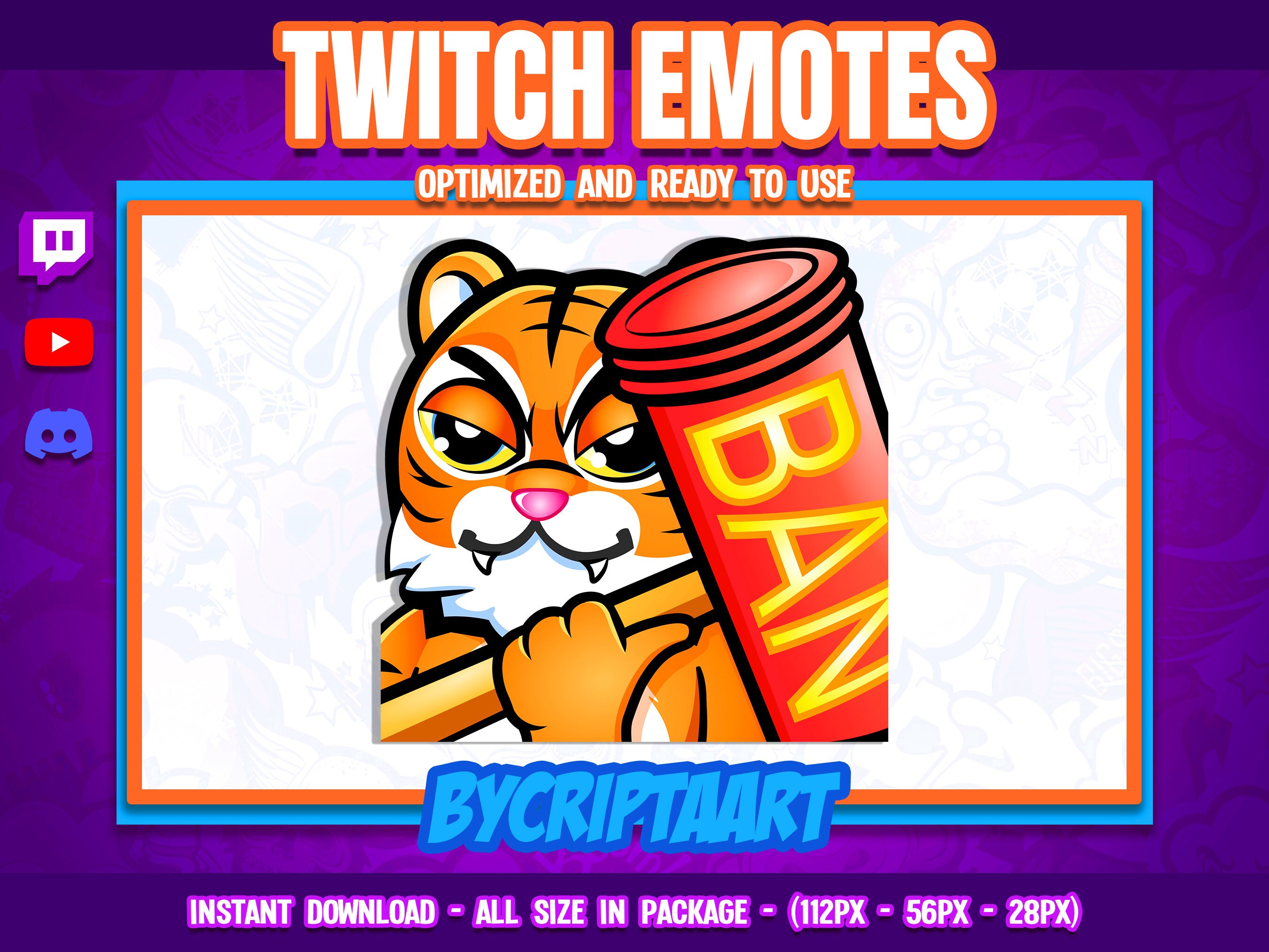 Chibi Tiger Ban Hammer Twitch Emote for Streamers - Funny Moderation ...