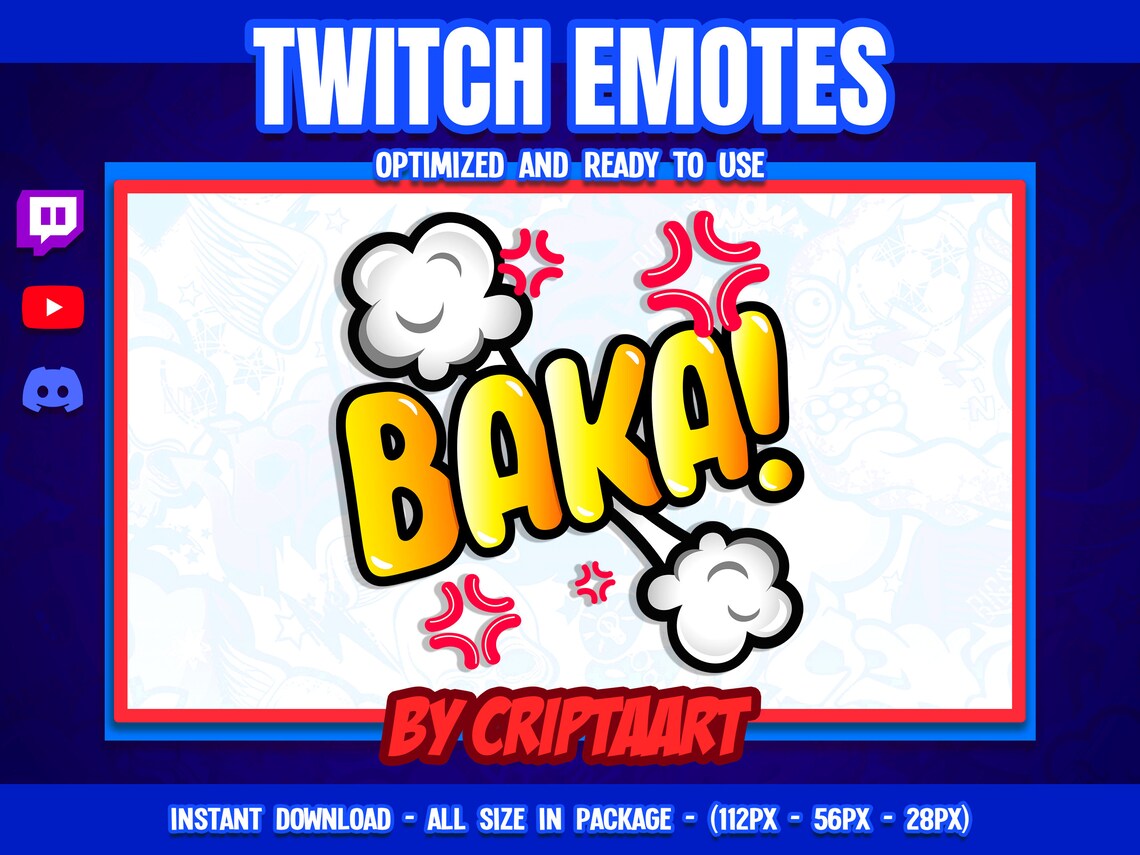 Baka Twitch Emote, Anime Emoji, Otaku Words, Angry, Rage, Item for ...