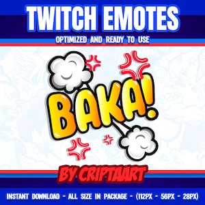 Baka Twitch Emote, Anime Emoji, Otaku Words, Angry, Rage, Item for ...