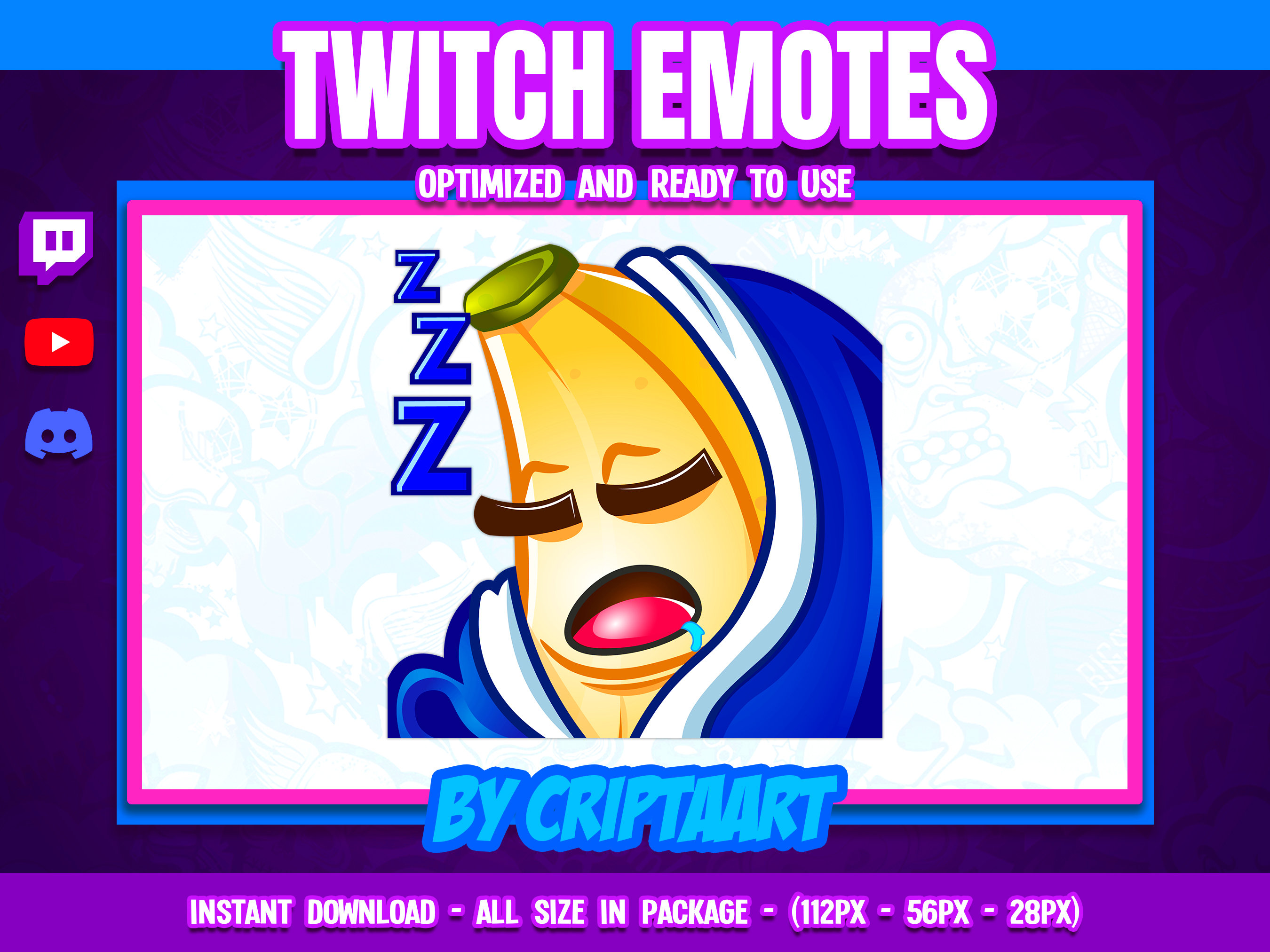 Banana Asleep Twitch Emote, Sub Emoji Sleeping, Zz Sleepy, Boring ...