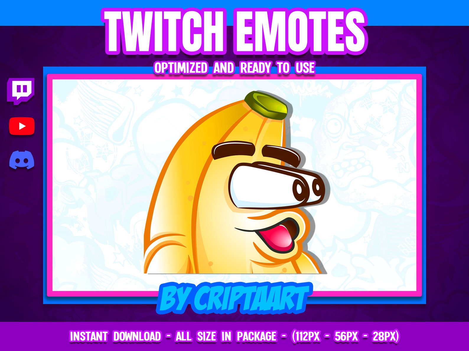Banana Pog Twitch Emote, Surprised Emoji, Funny, Bizarre Icon, Fruit ...