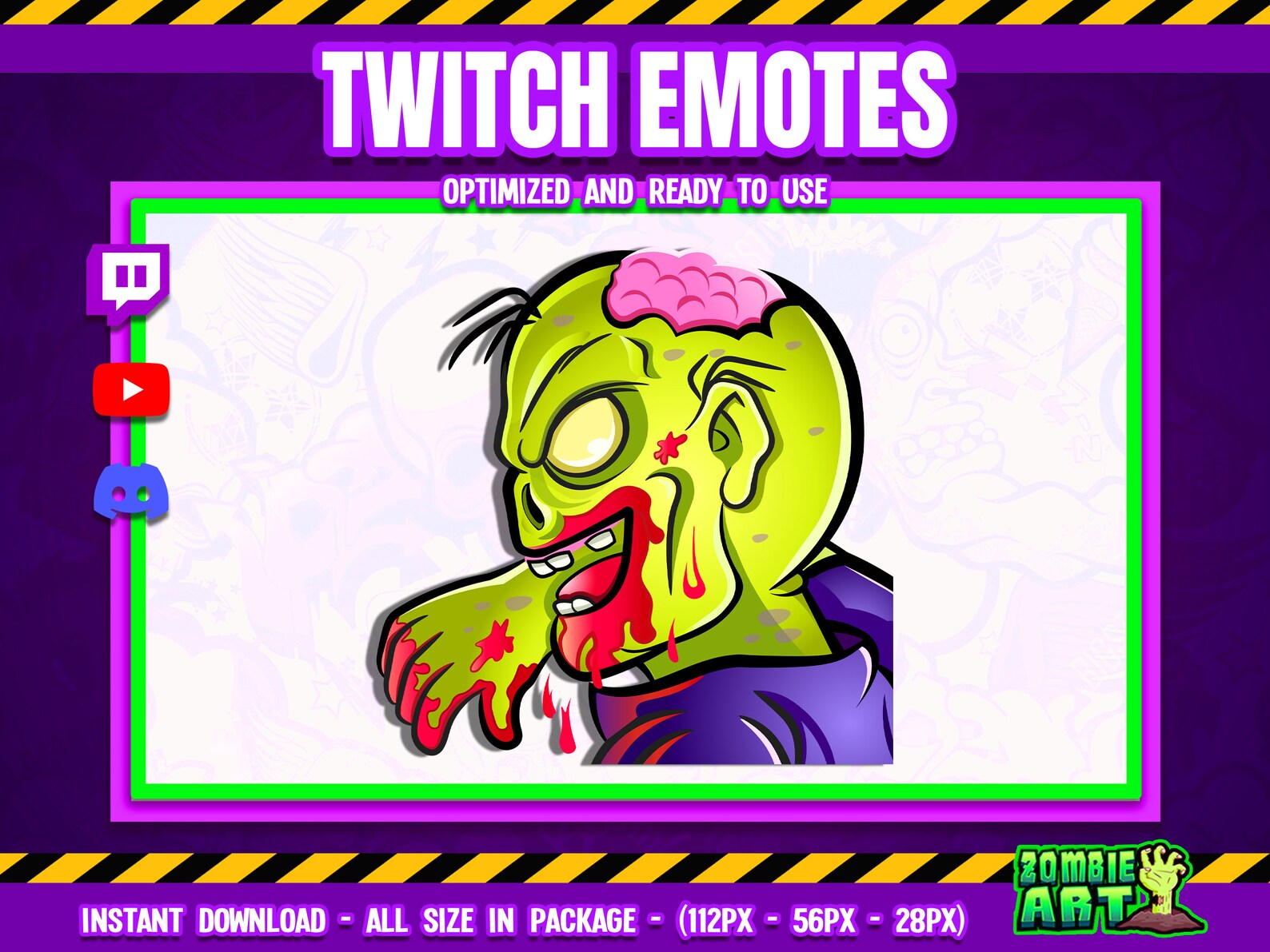 Twitch Emote, Evil Zombie, Eating, Bloody Emoji, Halloween Monsters ...