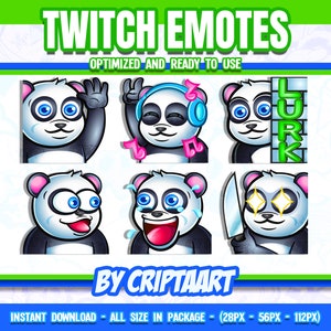 Panda Bear Twitch Emotes Pack, Kawaii Channel Points / Streaming ...