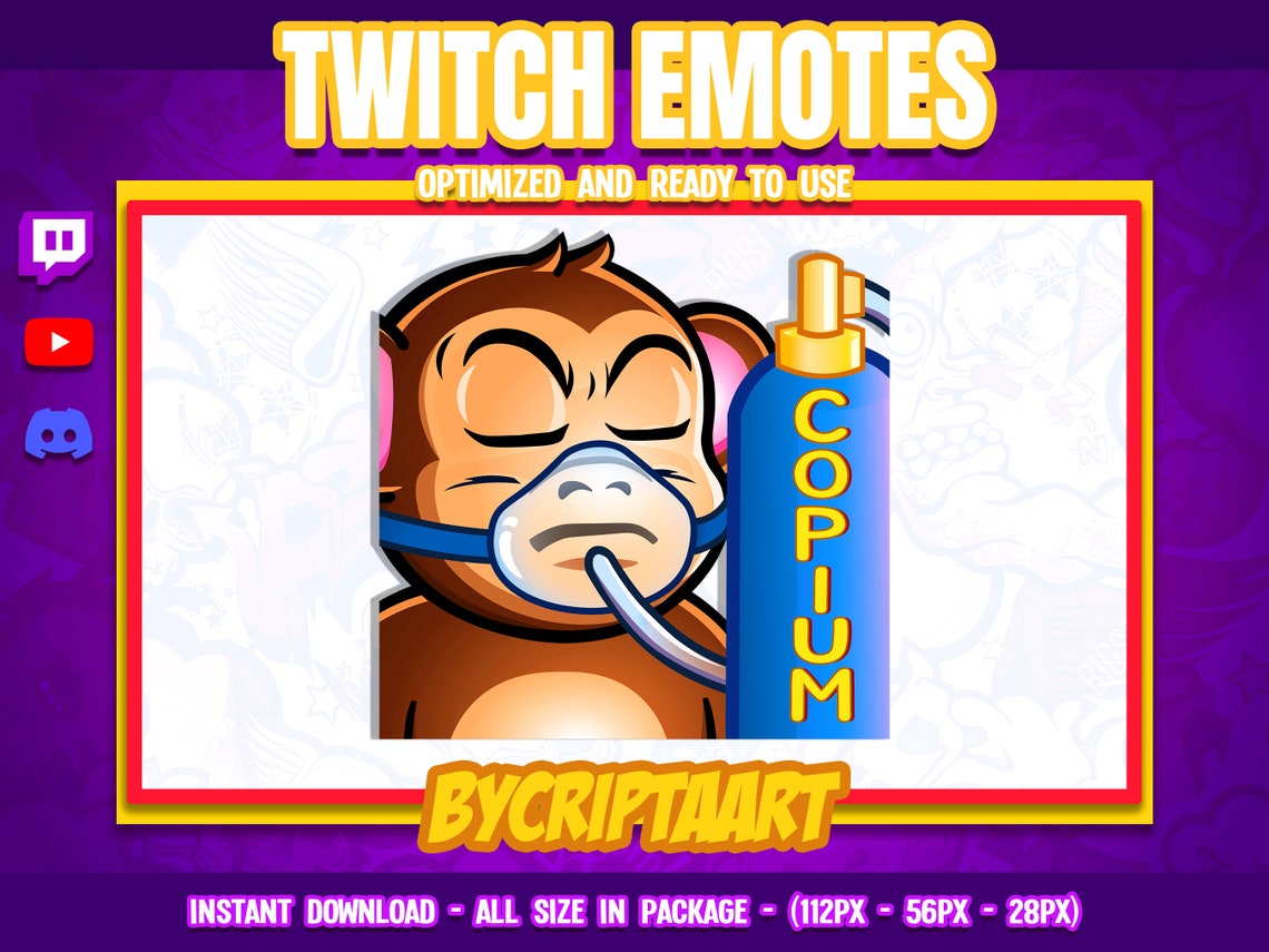 Monkey Copium Twitch Emote, Meme Emoji, Kawaii Animal, Icons for Stream ...
