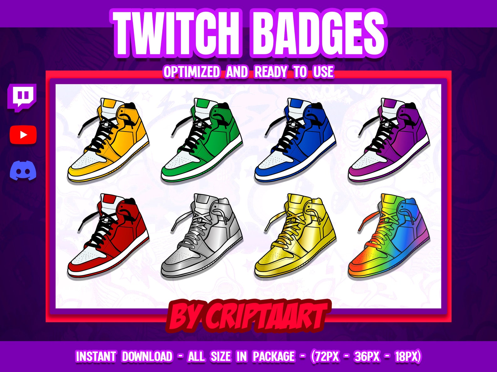 Sneaker Twitch Badges, Aesthetic Basketball Shoes for Discord, Youtube ...