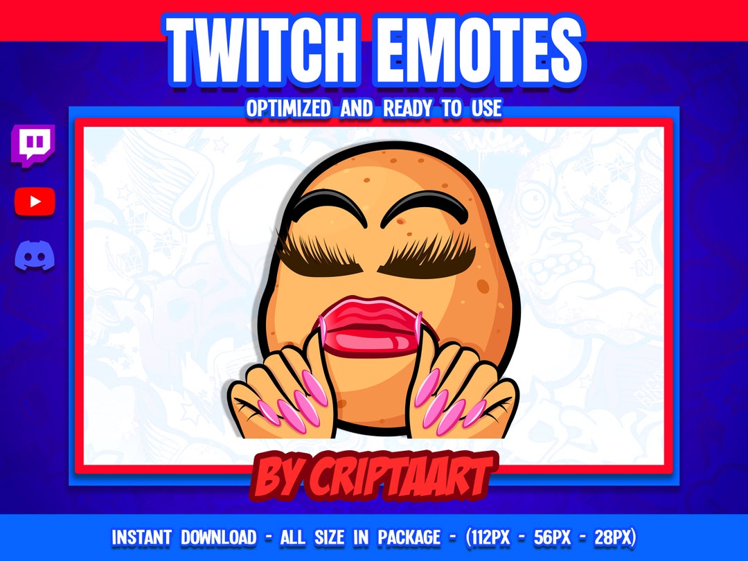 Potato Periodt Twitch Emote, Potato Make-up Sub Emoji, Kawaii Food ...
