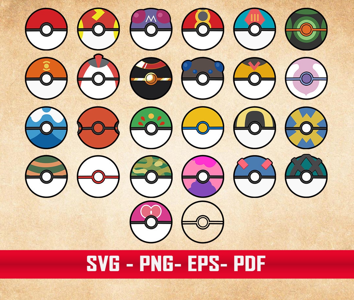 Pokemon / pokeballs / pokebolas / vector / anime / PNG / SVG / | Etsy