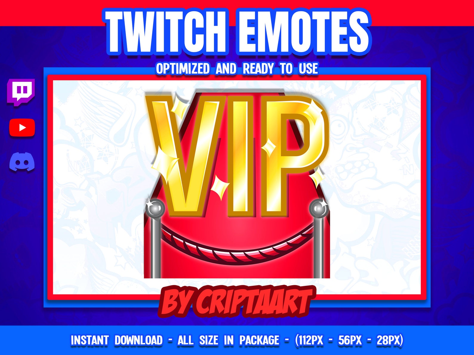 VIP Twitch Emote, Red Carpet Sub Emoji, Vip Subscriber, Icons for ...
