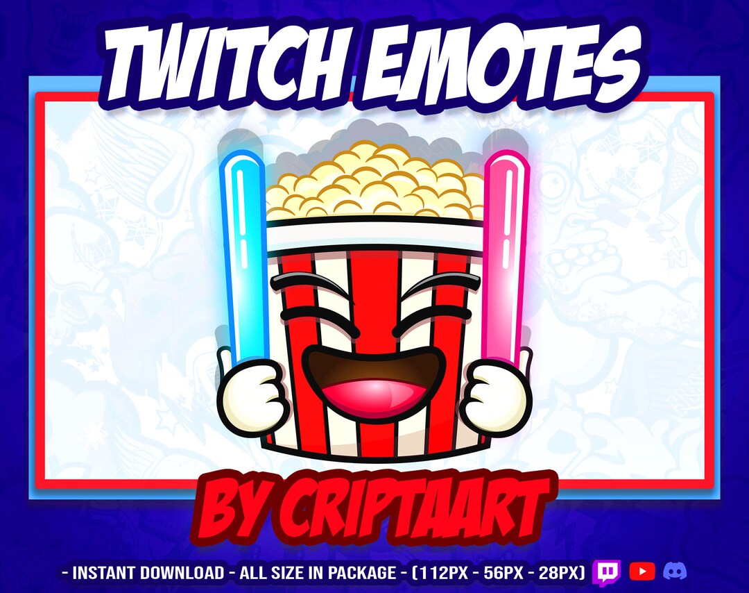 Twitch Emote Pop Corn Sticks Neon Sticks Film Food - Etsy