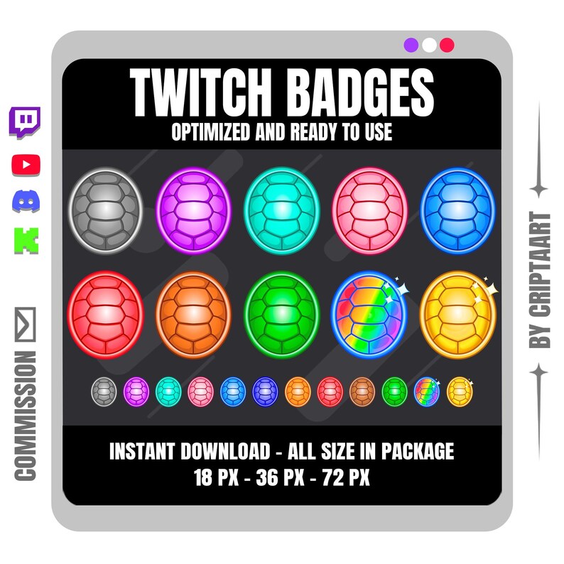 Turtle Shell Sub Badges | Shield Shell Loyalty Icons | Nature Inspired ...