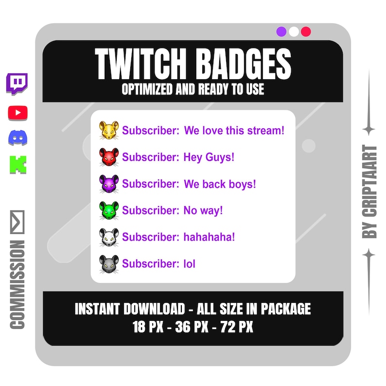 Rat Twitch Sub Badges, Mouse Bit Badge, Channel Points | Streaming ...