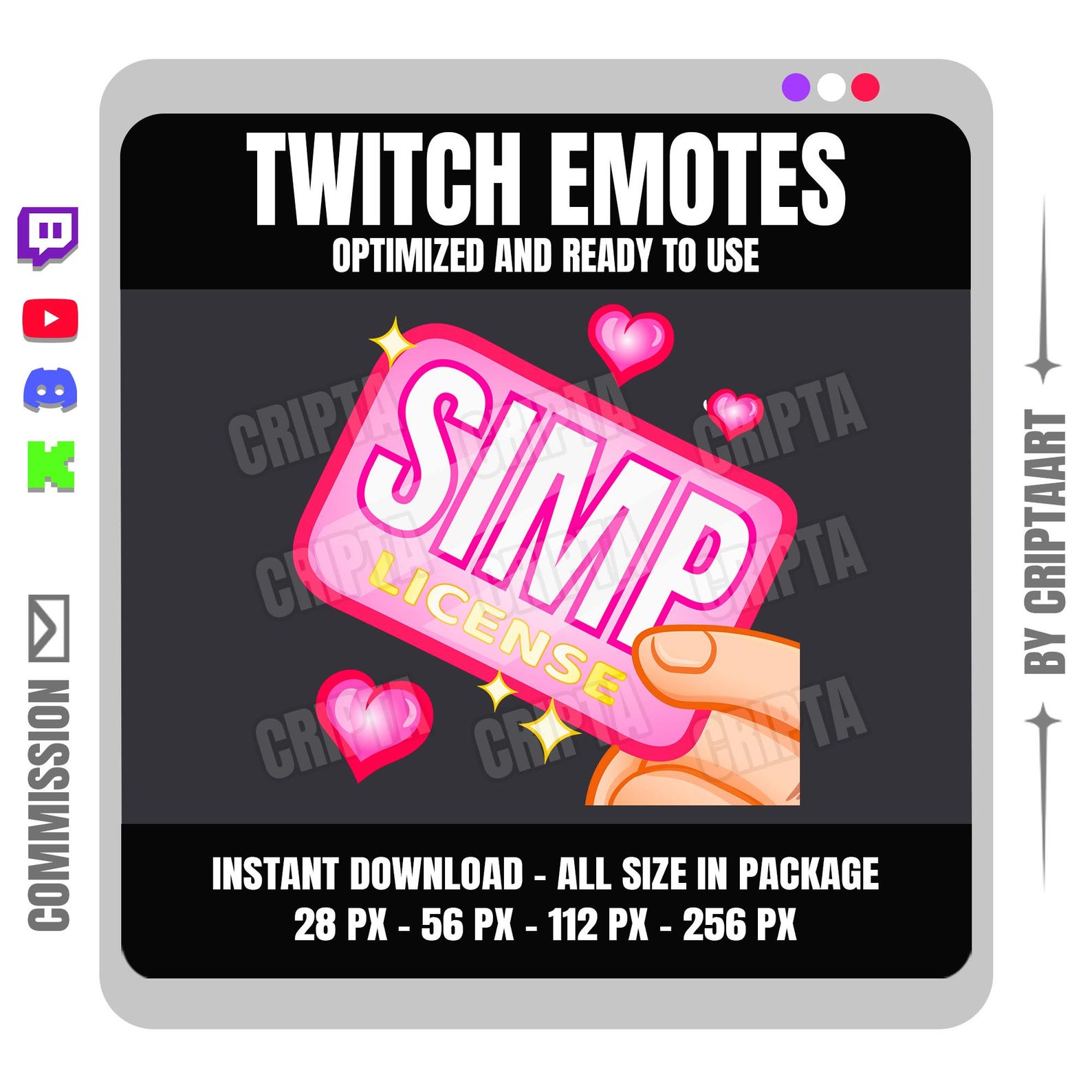 Simp License Twitch Emote - Pink SIMP Card Meme for Twitch, Discord and ...