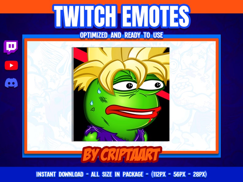 Pepe Frog Shocked Twitch Emote, Power up Emoji, Anime, Sad, Memes ...