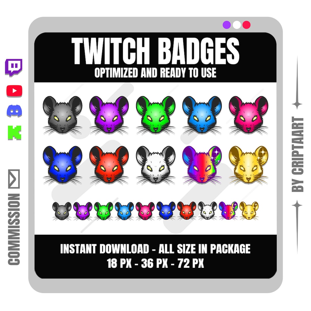 Rat Twitch Sub Badges, Mouse Bit Badge, Channel Points | Streaming ...