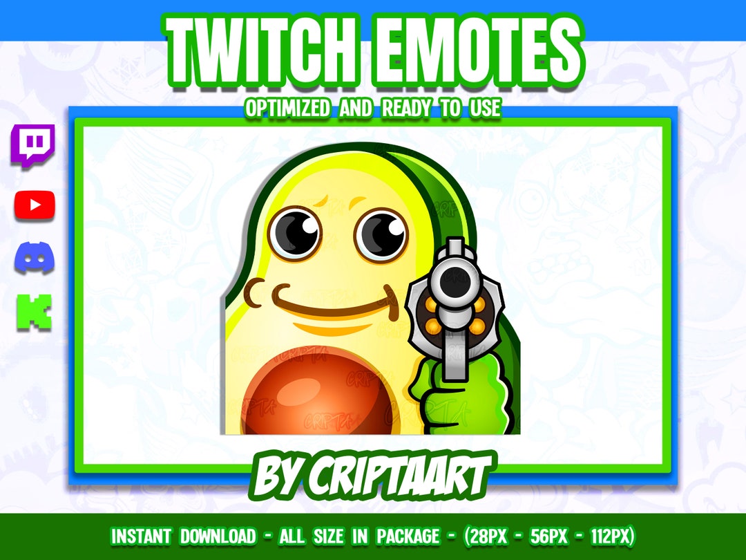 Avocado Gun Twitch Emote, Fruit Emoji, Channel Points, Streamer ...