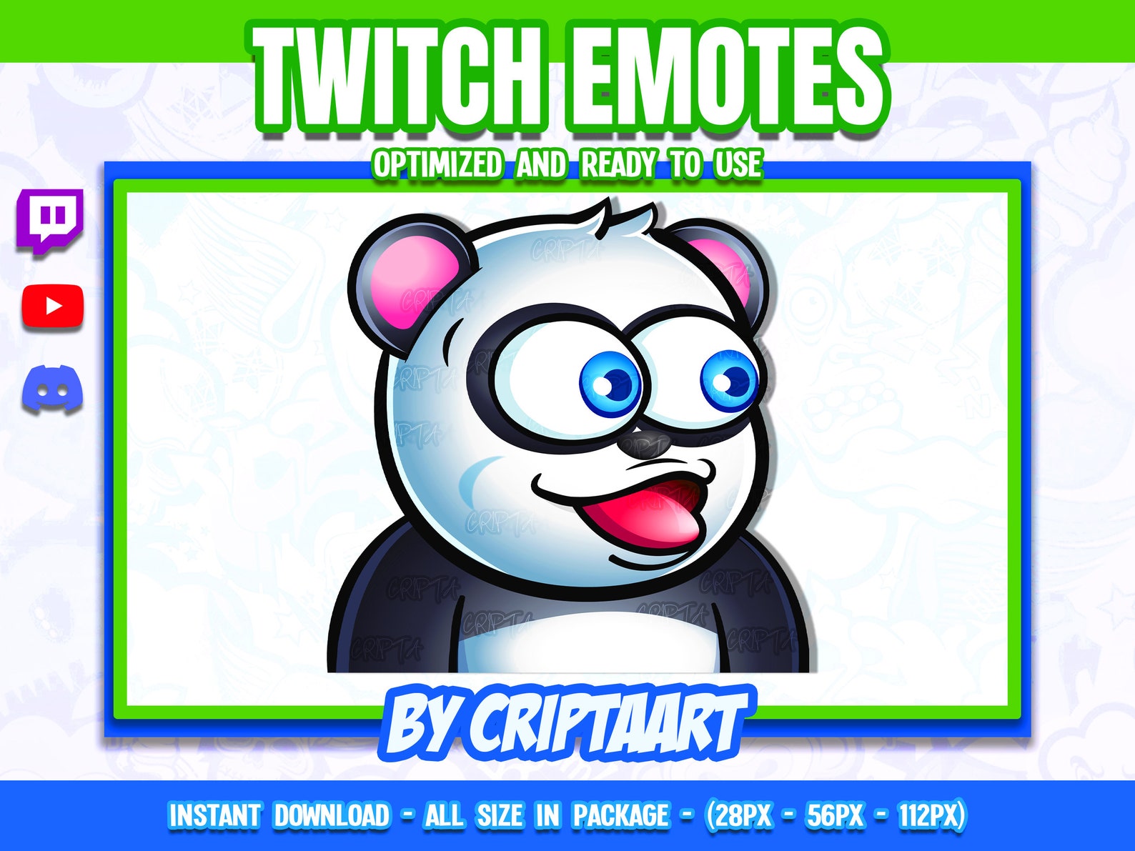Panda Pog Twitch Emote, Pogger, Bear Meme Emoji, Kawaii Cute Animals ...