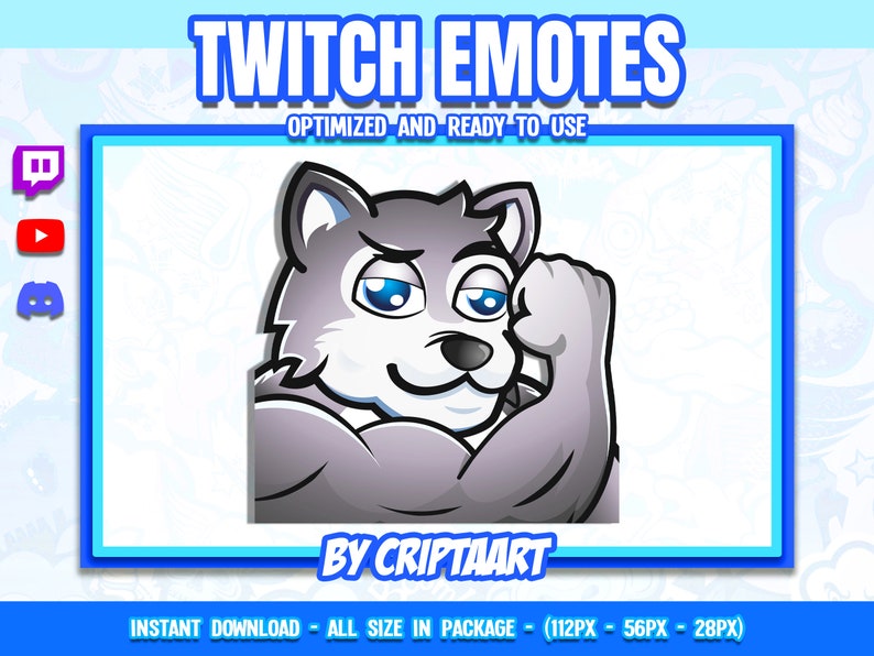 Strong Wolf Twitch Emote, Bicep Flex Sub Emoji, Furry Channel Points ...
