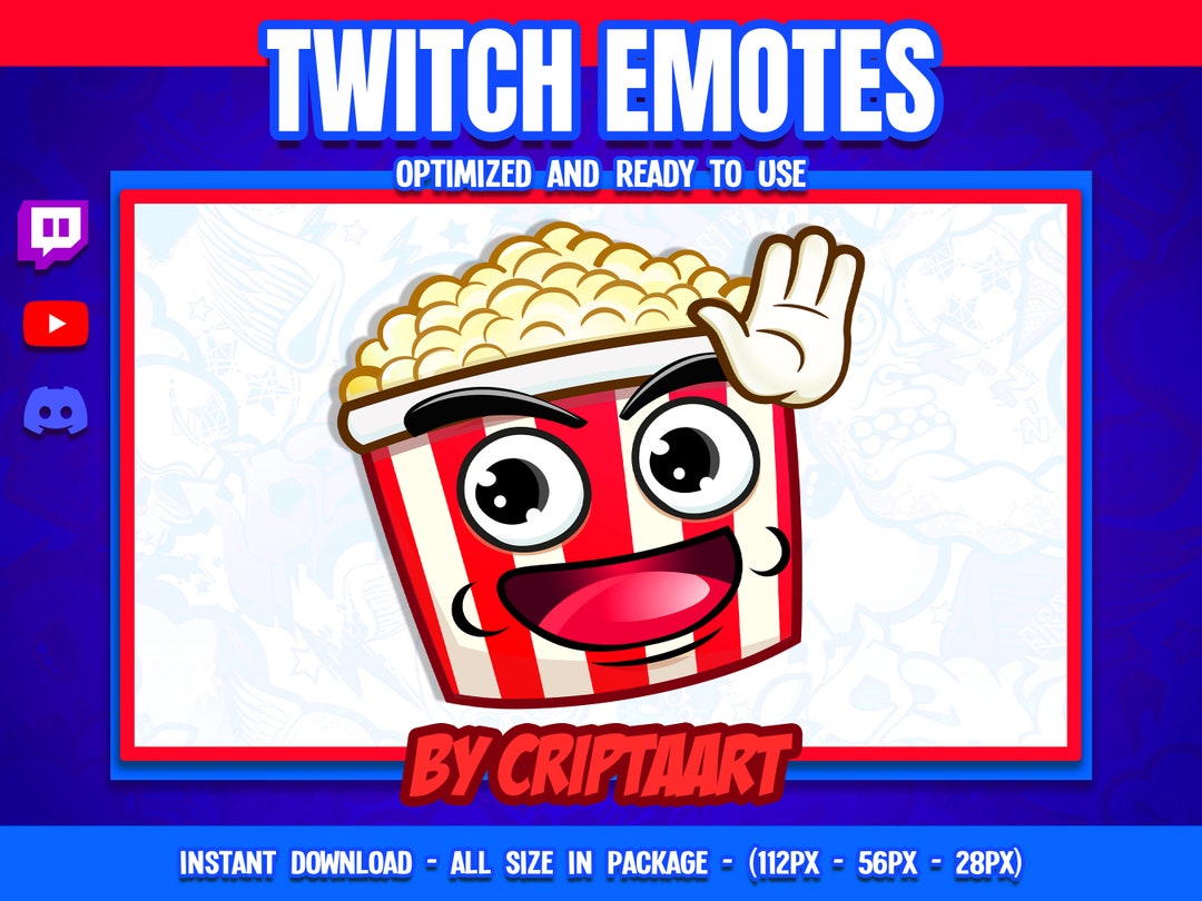 Cute Waving Popcorn Emote - Kawaii Movie Night Twitch & Discord Art - Etsy