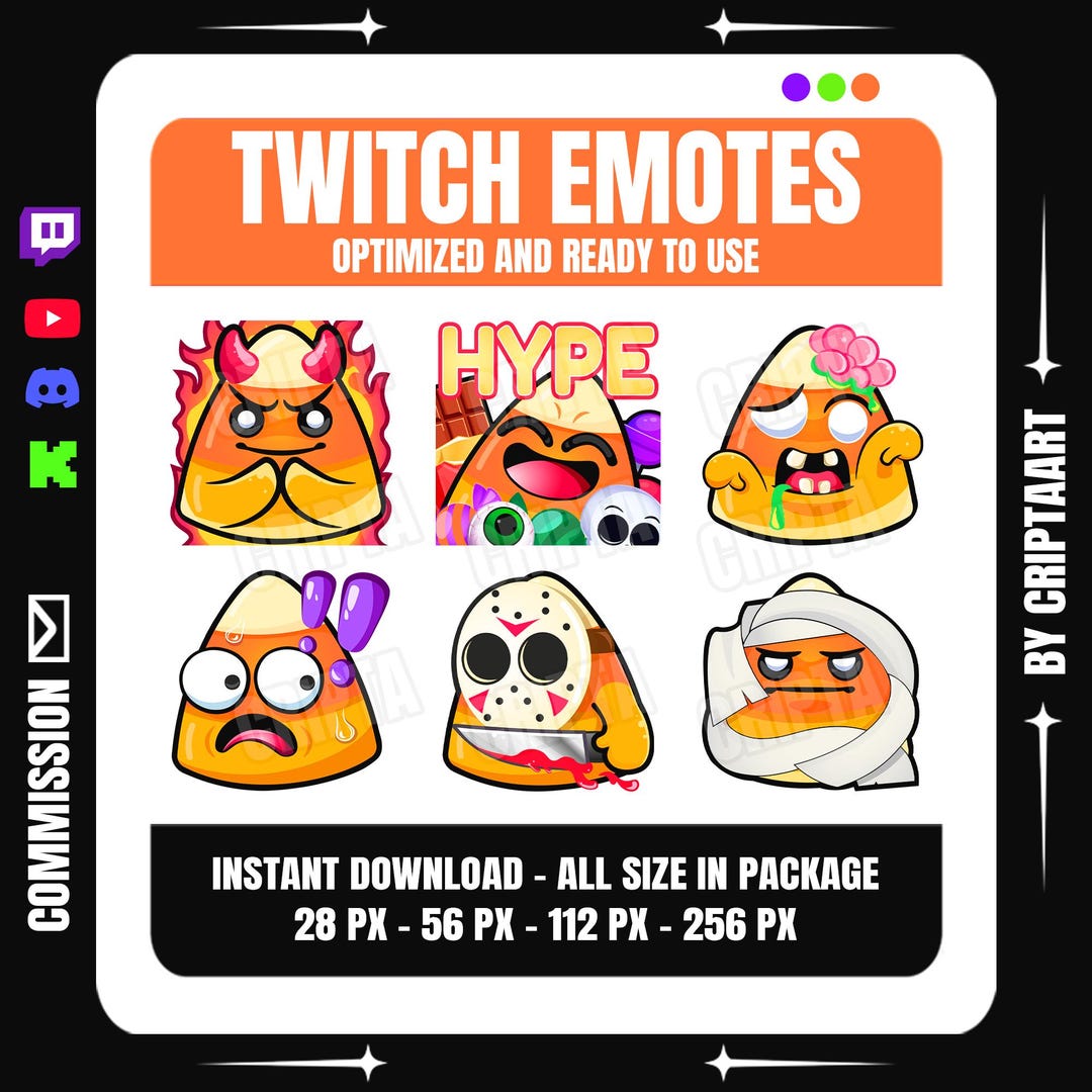 Candy Corn Emotes Pack - Twitch, Discord, Youtube Halloween Stream ...
